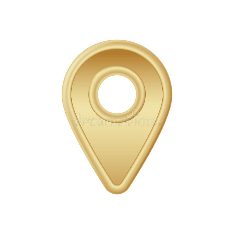 Smooth Golden Map Pin Symbol with Rounded Design and Central Hollow ...
