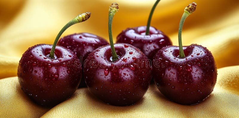 Smooth Golden Silk is the Backdrop for a Cascade of Vibrant Red Berries ...