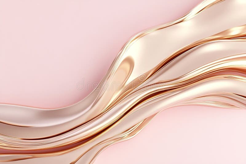 Smooth Golden Waves Flow Gently Across a Pastel Pink Gradient Backdrop ...