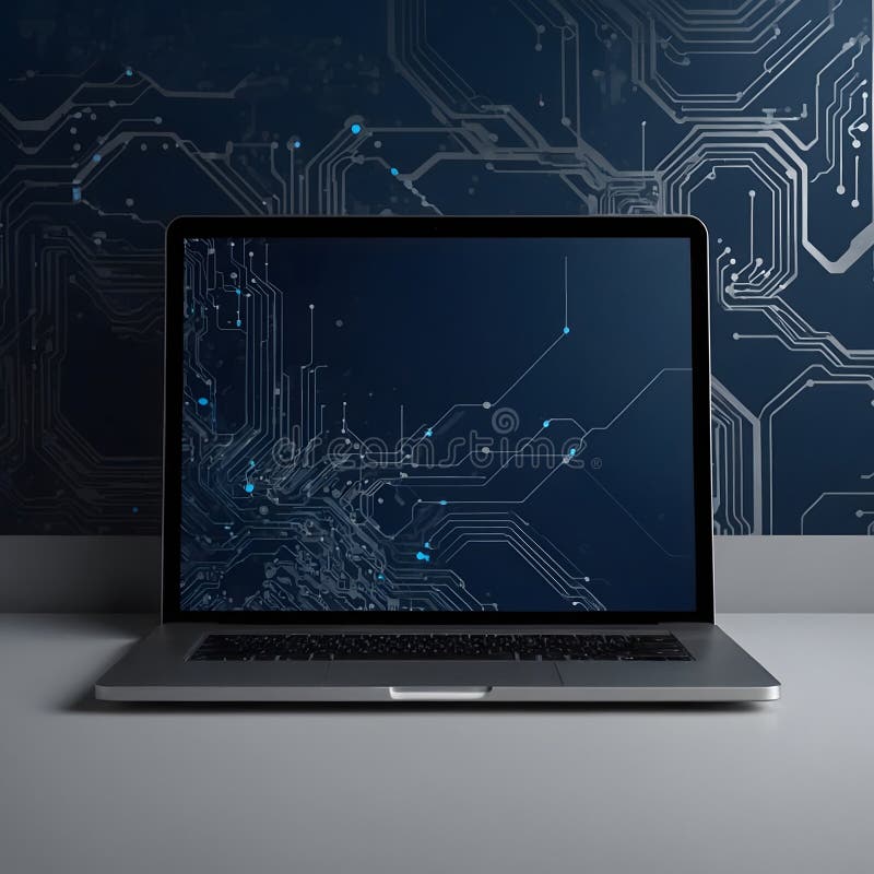 Smooth Gradient Background with Geometric Shapes and Circuit Pattern in ...