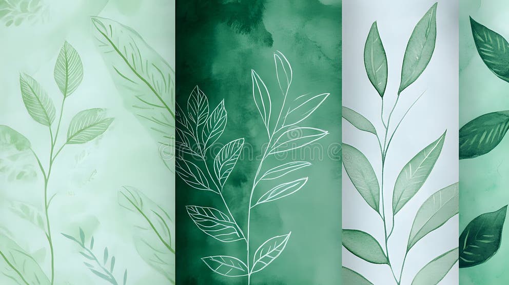 Smooth Green Gradient with Subtle Textures and Leaf Veins on Green Bg ...