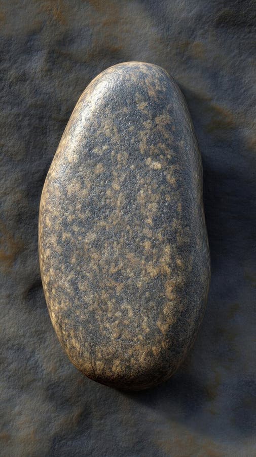 Smooth Gray Rock Rests on Textured Surface, Geology Study, Mineral ...