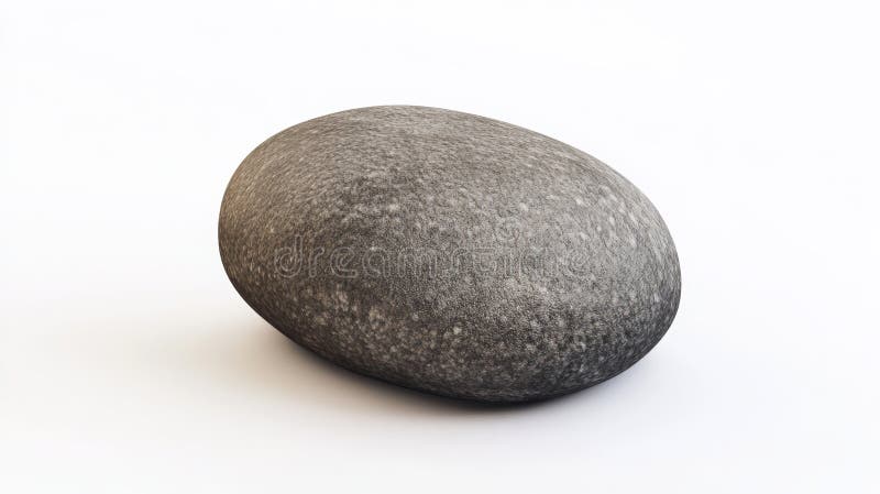Smooth Gray Stone Resting on a Plain White Background Highlighting Its ...
