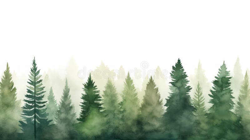 Smooth Green Pine Tree Forest Background Illustration AI Generated ...