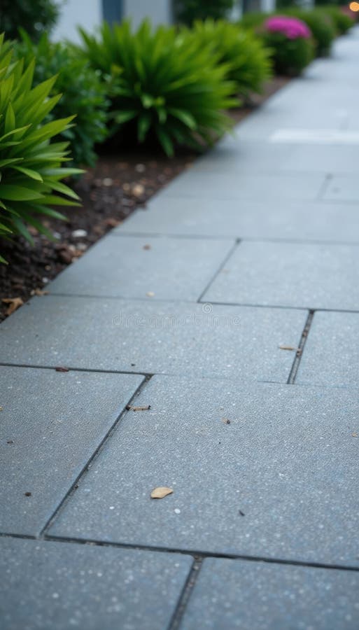 Smooth, Grey Concrete Sidewalk, Subtle Crack Patterns , Urban, Grey, Outdoor Stock Illustration ...