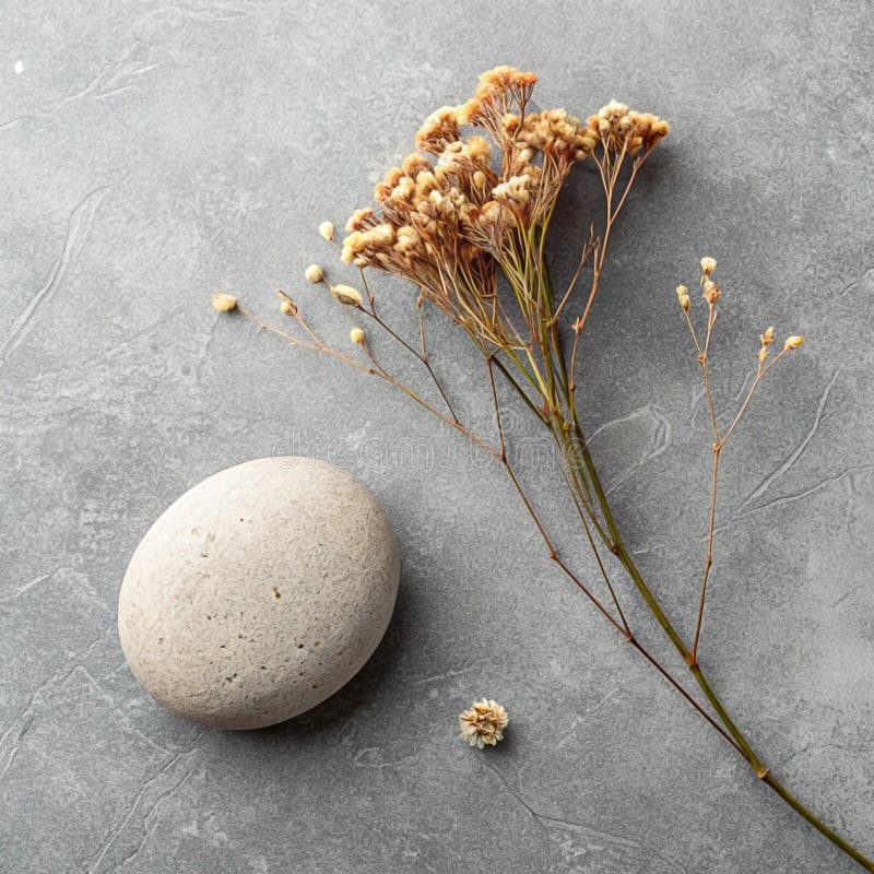 Dried Flowers Smooth Stone Grey Background Stock Photos - Free ...