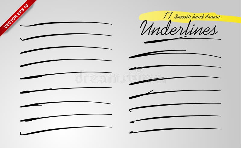 Hand-Drawn Underlines - Set of 17 Vector Elements Stock Illustration ...