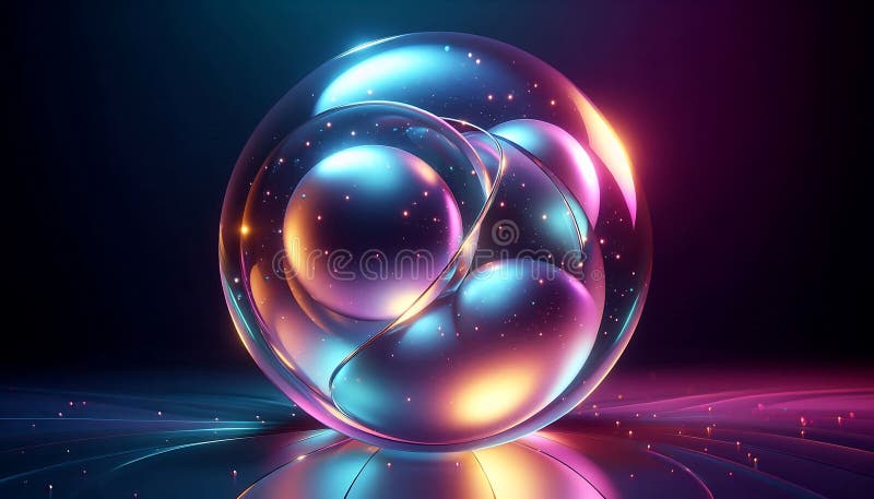 Smooth Holographic Spheres Overlapping in Layers with Glowing Neon ...