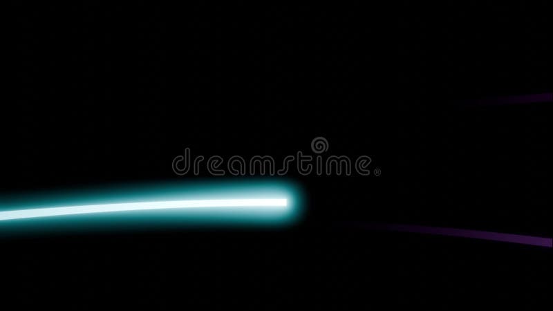 Neon Glowing Horizontal Curved Lines Moving Across Dark Background in ...