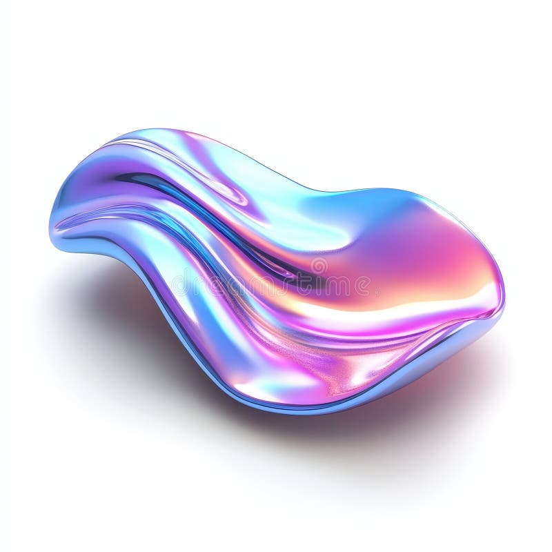 A Smooth, Iridescent Wave-like Shape with a Blend of Blue and Pink Hues ...
