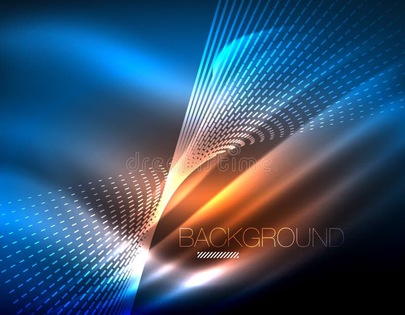 Smooth Light Effect, Straight Lines on Glowing Shiny Neon Dark ...