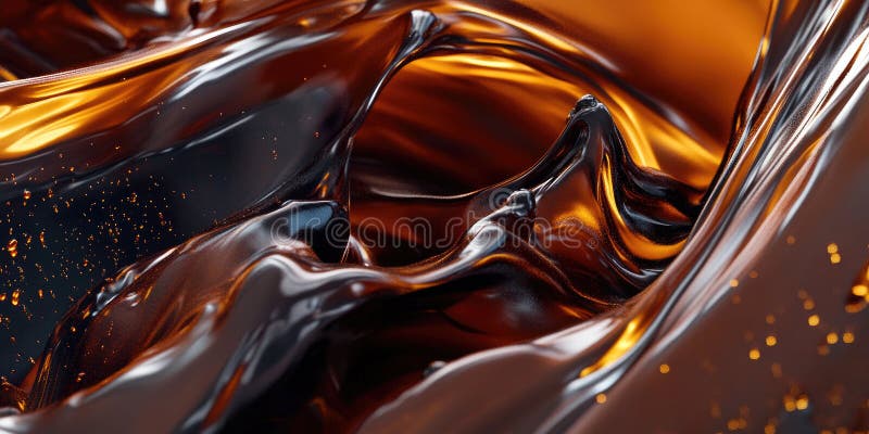 Smooth Liquid Brown Chocolate Flowing Across the Background, Rich Brown ...
