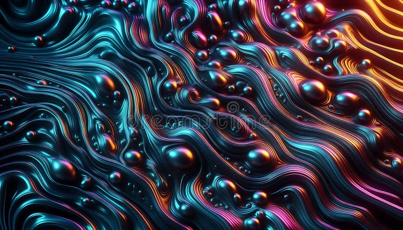 Smooth, Liquid Like Metallic Surface with Organic Patterns Pulsating ...