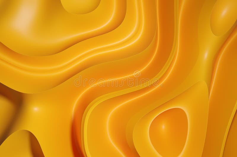 Smooth Liquid Waves. Fluid Curve Shape. Abstract Yellow Background ...