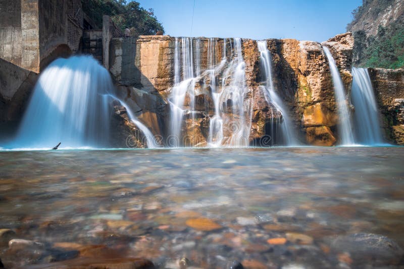 Smooth Long Exposure of Waterfall. Creamy Beautiful Waterfall Falling ...