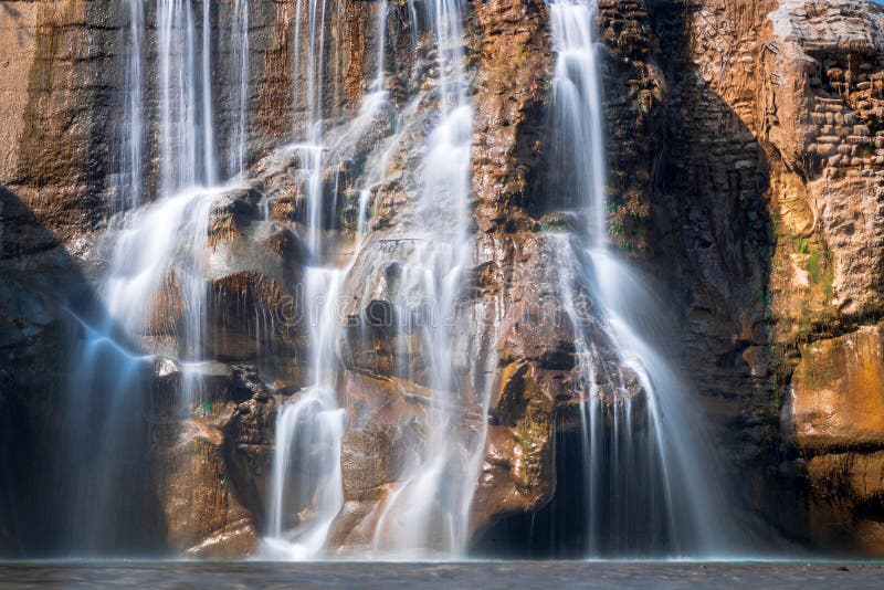Smooth Long Exposure of Waterfall. Creamy Beautiful Waterfall Falling ...