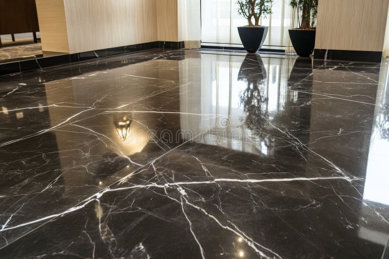 Smooth Marble Flooring Texture, Polished Black with Subtle White Veins ...
