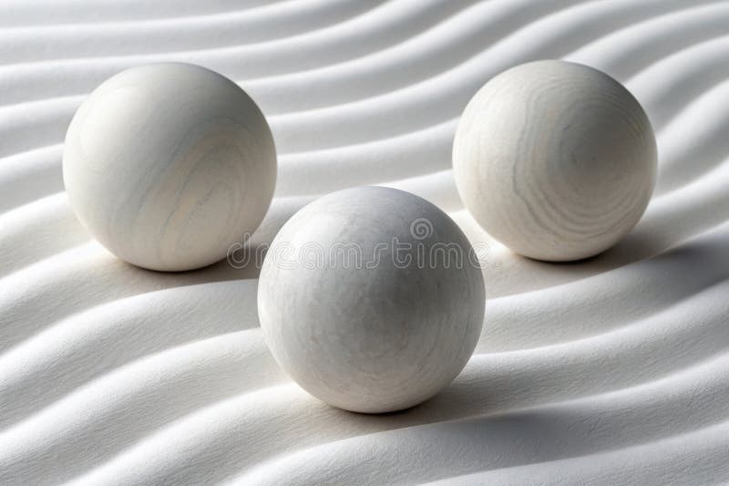 Smooth Marble Spheres Arranged on Textured Surface with Soft Shadows at ...
