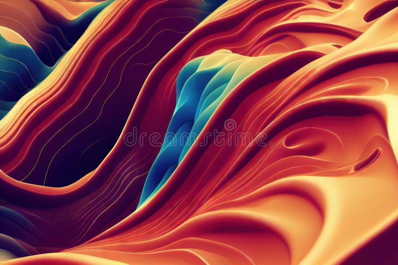 Smooth Material Colorful Waves Abstract Background 3D Render Digital ...