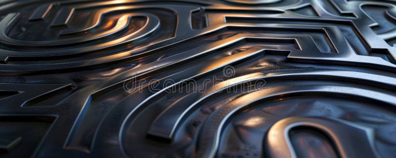 A Smooth Metal Surface with a Maze-like Pattern of Grooves and Embedded ...
