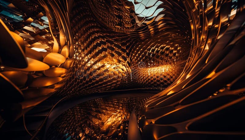 Smooth Metallic Sphere Reflects Bright Multi Colored Wave Generated by ...