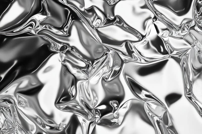 Smooth Metallic Waves Reflect Light in Silver Tones. Neural Network AI ...