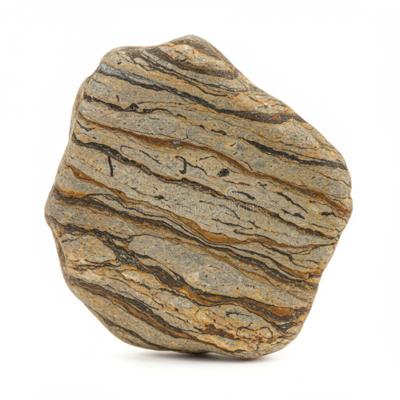 Smooth Metamorphic Rock with Distinct Wavy, Parallel Bands of Dark Gray ...