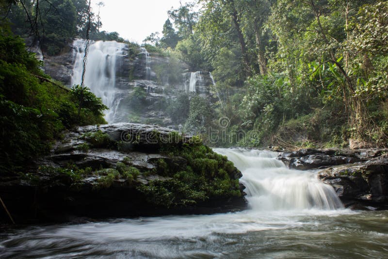 Smooth motion of waterfall stock photo. Image of paradise - 92158148