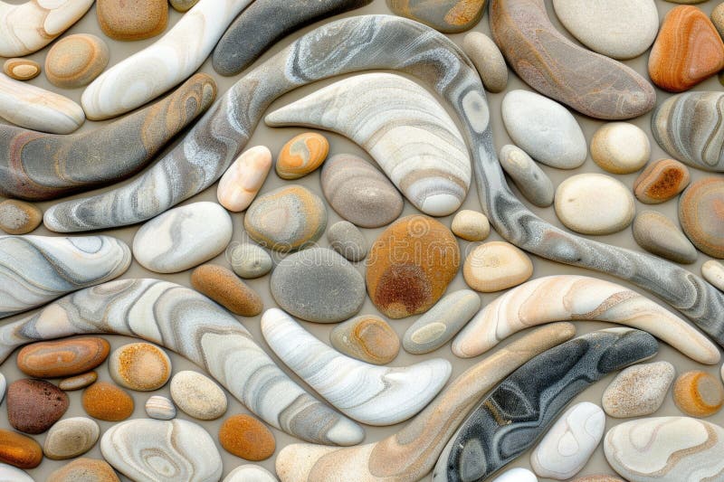 Abstract Art Composition with Smooth Rounded Pebbles on a Natural ...