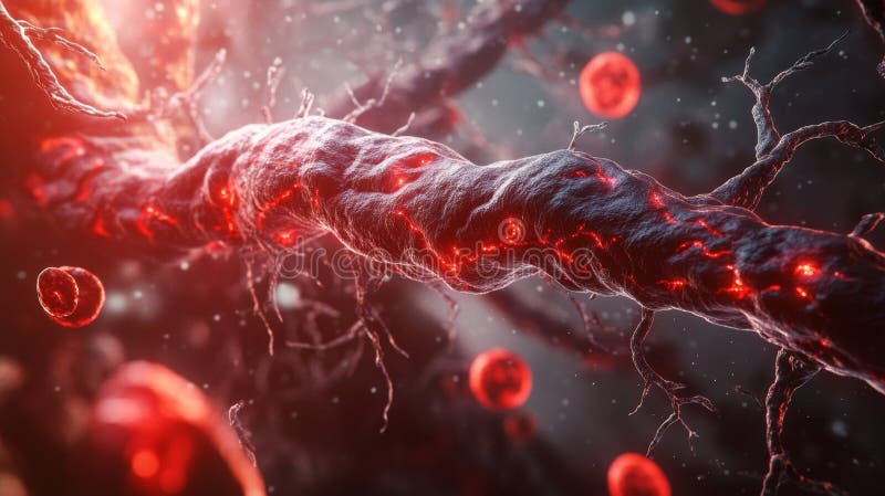 Smooth Muscle Cells in Constricted Blood Vessels Under Microscope View ...