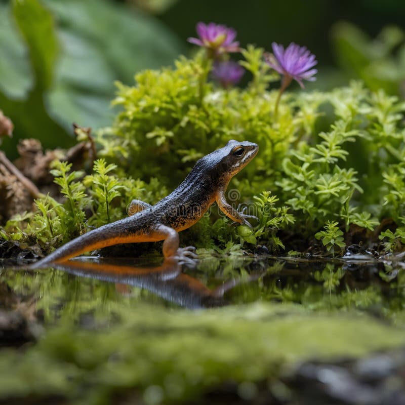 The Smooth Newt and Its Fellow Ecosystem Creatures in Harmony Stock ...