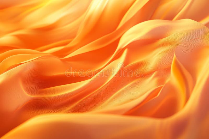 Smooth Orange Silk Fabric Folds, Glowing Softly with Warm Highlights ...