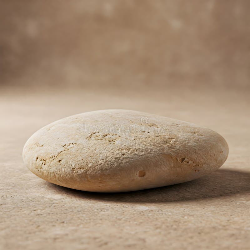 Smooth, Oval Beige Stone Sits on a Textured Surface Against a Blurred ...