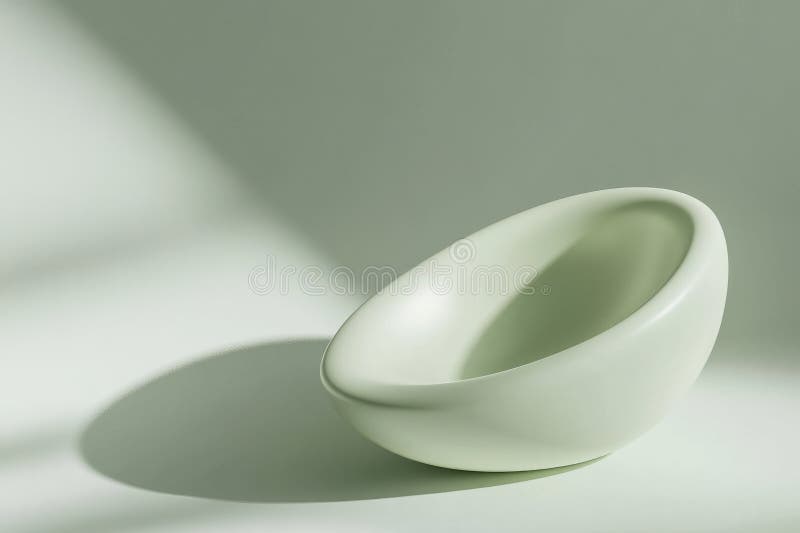 Smooth Oval Form in Light Green, Slowly Rotating in Space, with Soft ...