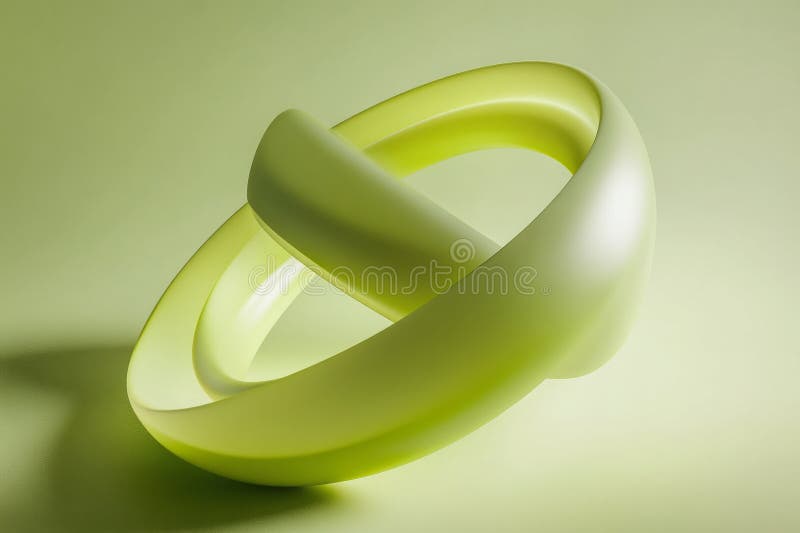 Smooth Oval Form in Light Green, Slowly Rotating in Space, with Soft ...