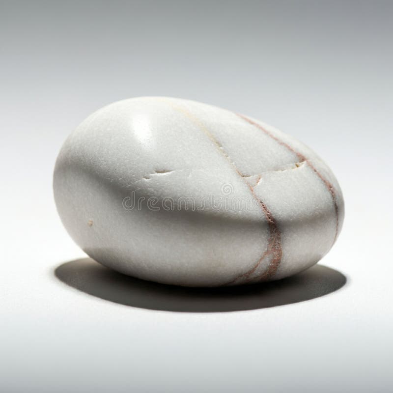 Smooth, Oval-shaped Stone with a Predominantly White Surface and Subtle ...