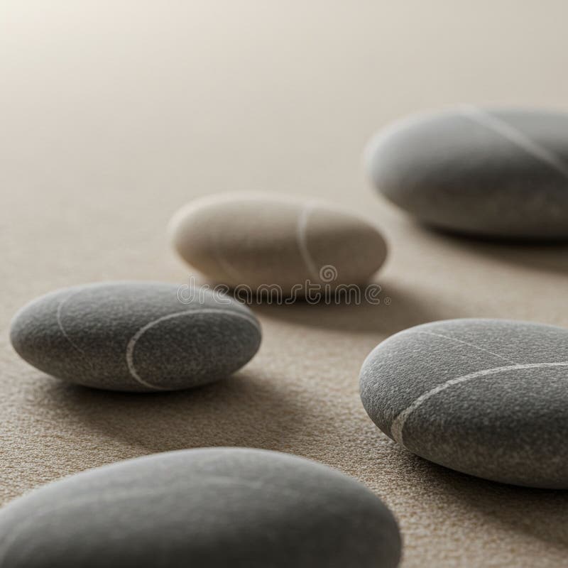 Zen Stones with Lines in the Sand. Generative AI Stock Illustration ...