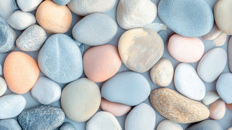 Smooth Pastel Colored Pebbles on Light Background, Tranquil Nature ...