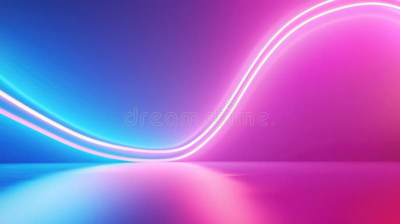 Smooth Pastel Neon Light Curves Reflecting on Sleek Futuristic ...