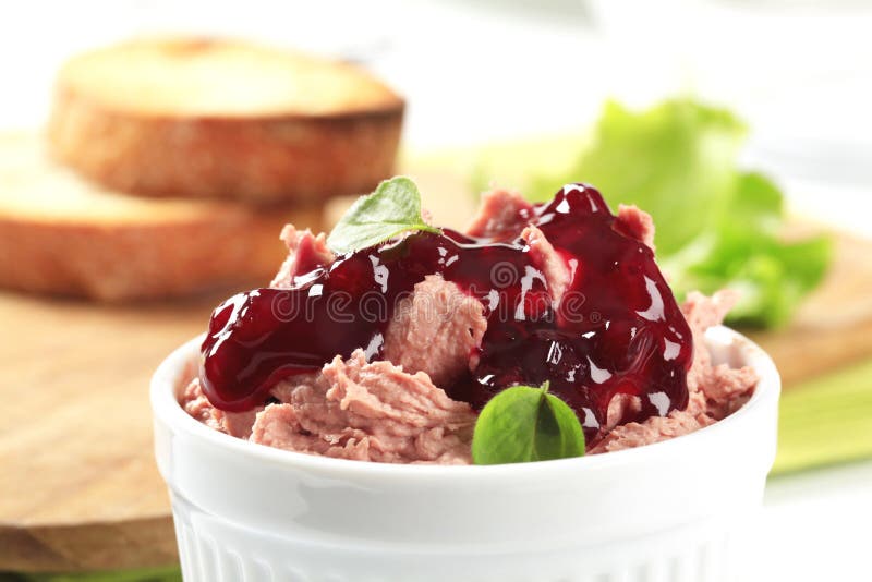 Smooth Pate with Cranberry Sauce Stock Photo - Image of baguette ...