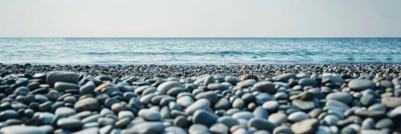 A Smooth Pebble Beach with Clear Horizon Offering a Calm and Minimalist ...