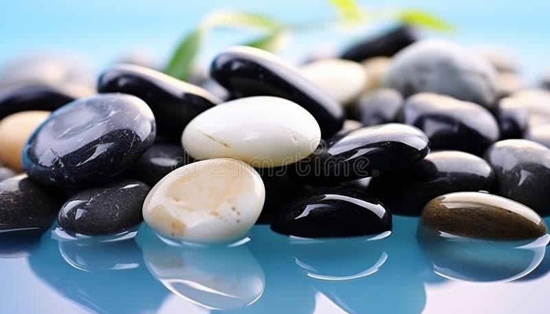 Smooth Pebble Stack Reflects Harmony in Tranquil Water Generated by AI ...