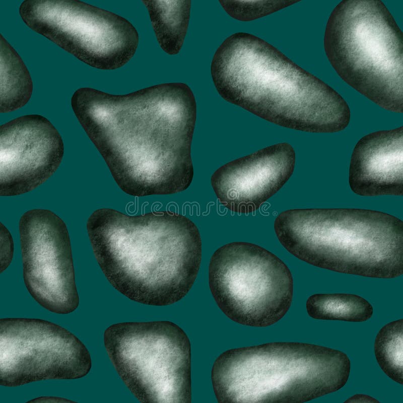 Smooth Pebble Stones on Green Background. Abstract Seamless Pattern ...