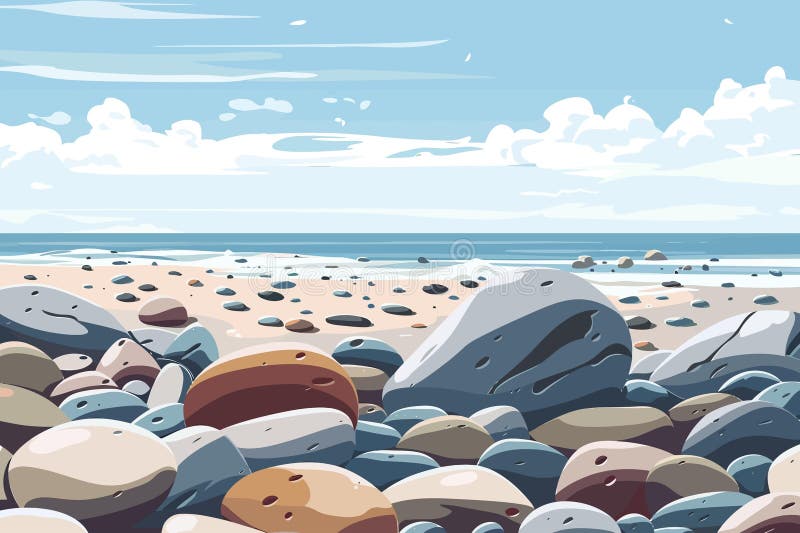 Smooth Pebbles on a Beach stock vector. Illustration of material ...