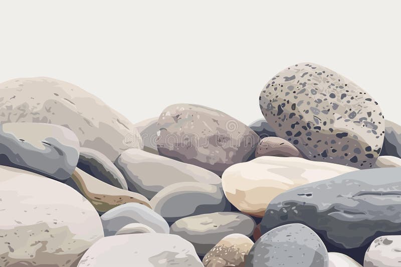 Smooth Pebbles on a Beach stock vector. Illustration of rock - 341471388