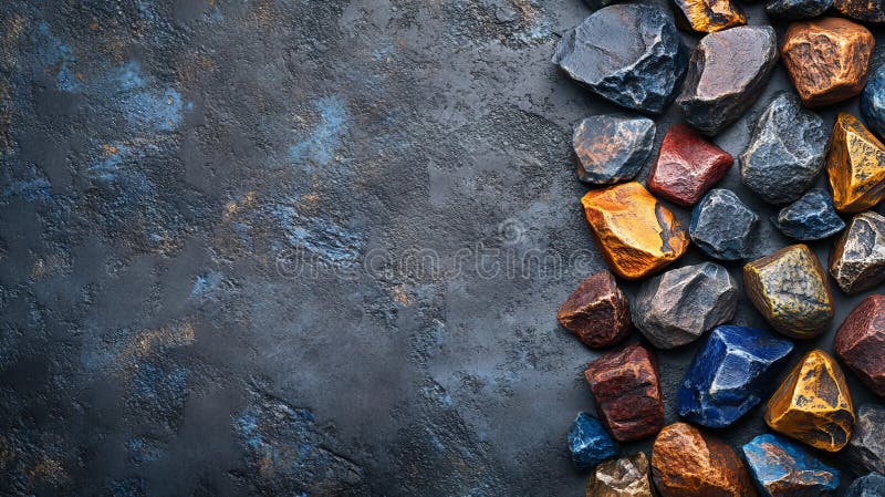 Smooth Pebbles from a River Set on a Coarse Stone Surface. Stock Image ...