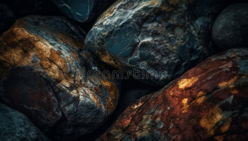 Smooth Pebbles Stack in Wet, Shiny Pattern Generated by AI Stock ...