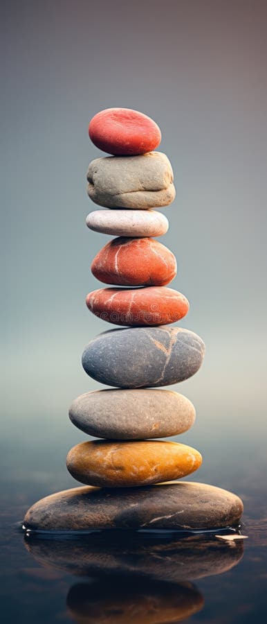 Smooth Pebbles Stacked Zen Concept - AI Generated Stock Illustration ...