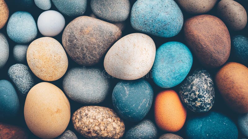 Smooth Pebbles Top-Down View Background Stock Illustration - Illustration of colorful, randomly ...