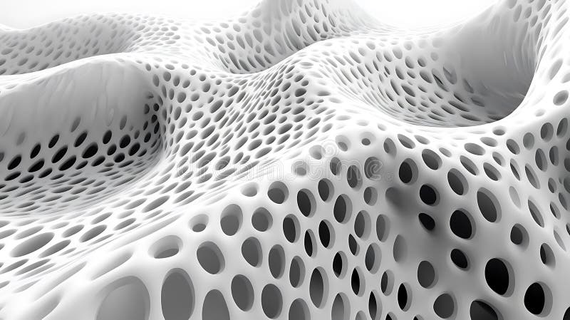Abstract White Perforated Surface with Organic Shape Generative Art ...